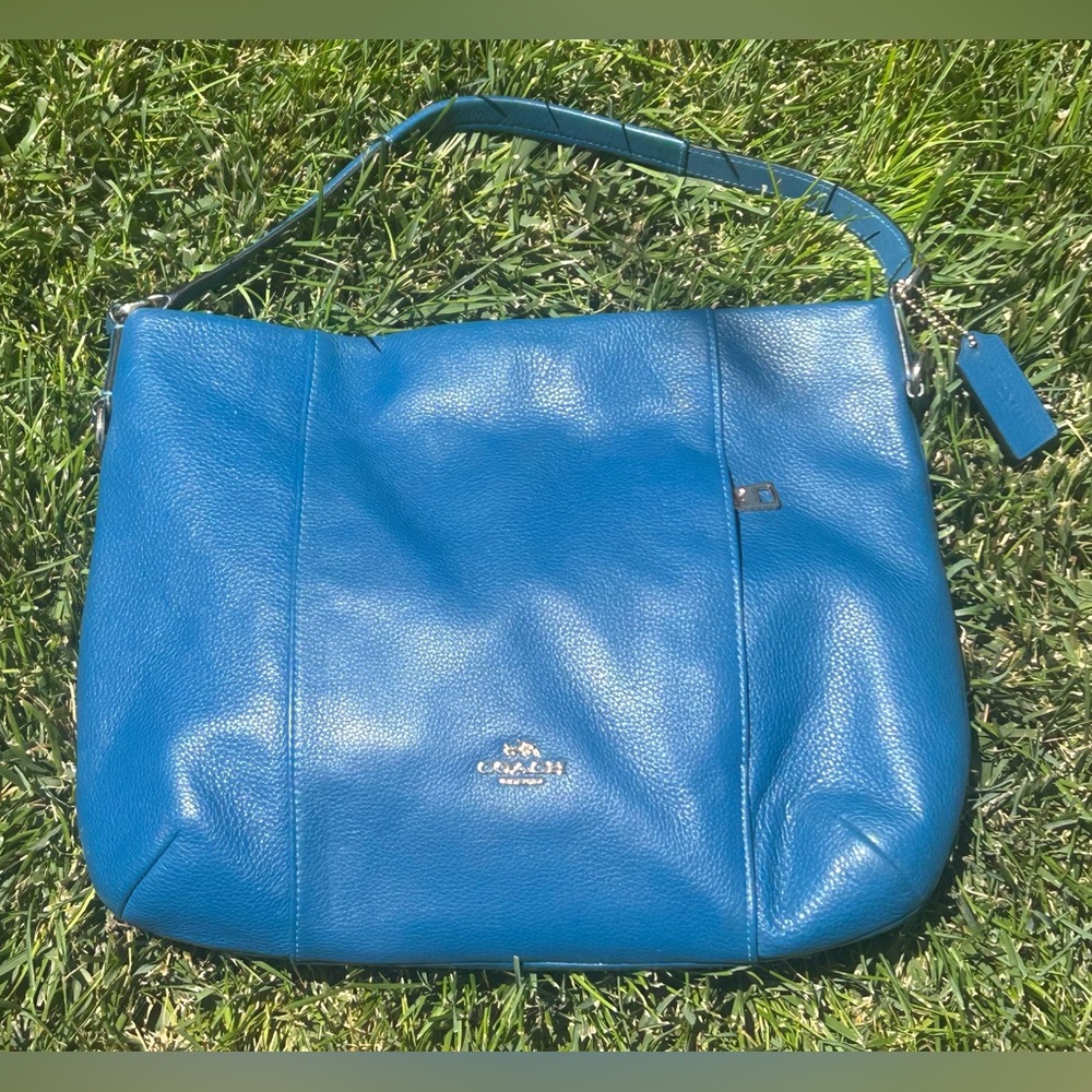Coach Isabelle East/West Blue Pebbled Leather Hobo Ba… - Gem